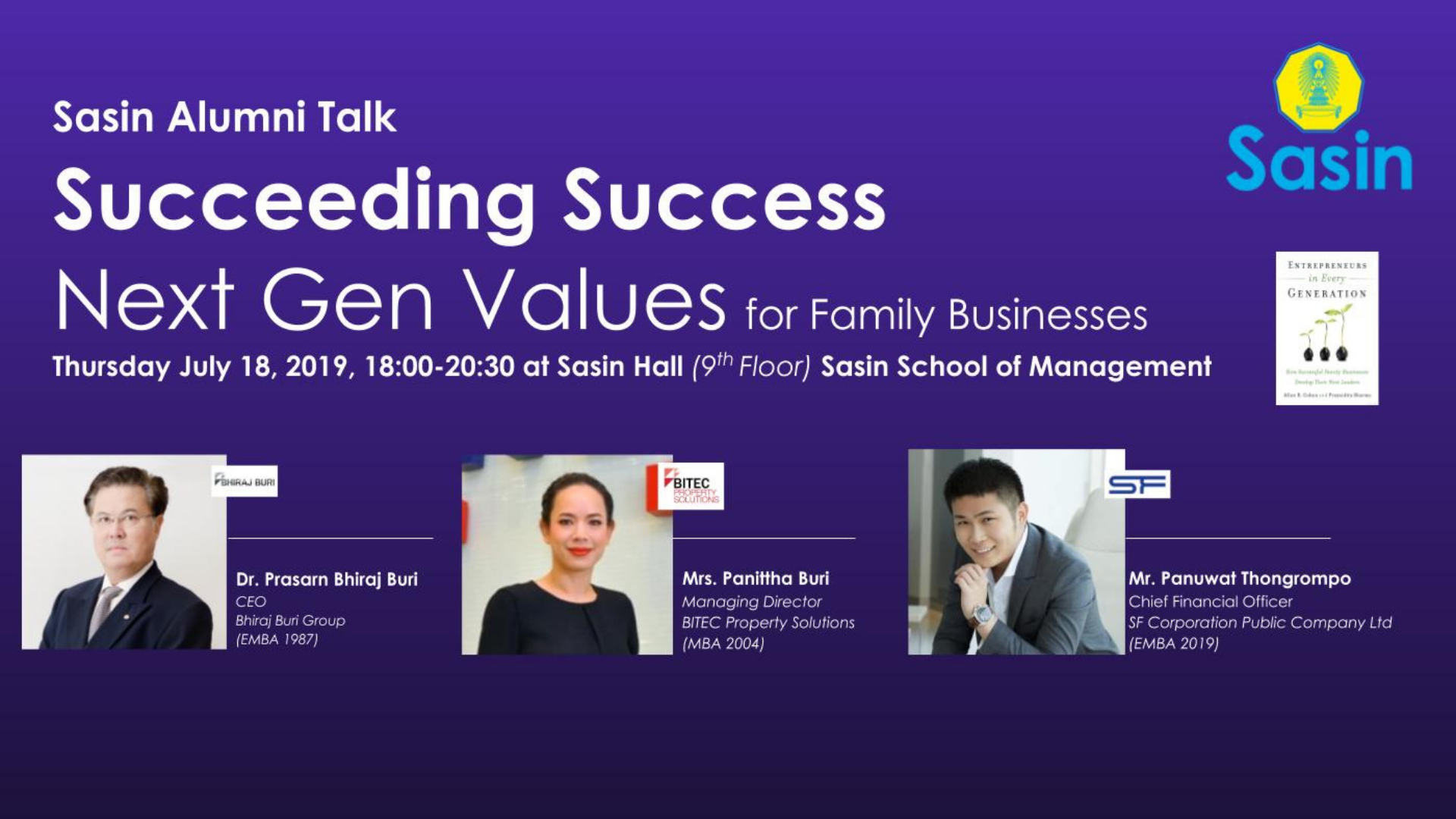 SASIN ALUMNI TALK "Succeeding Success: Next Gen Values for Family ...